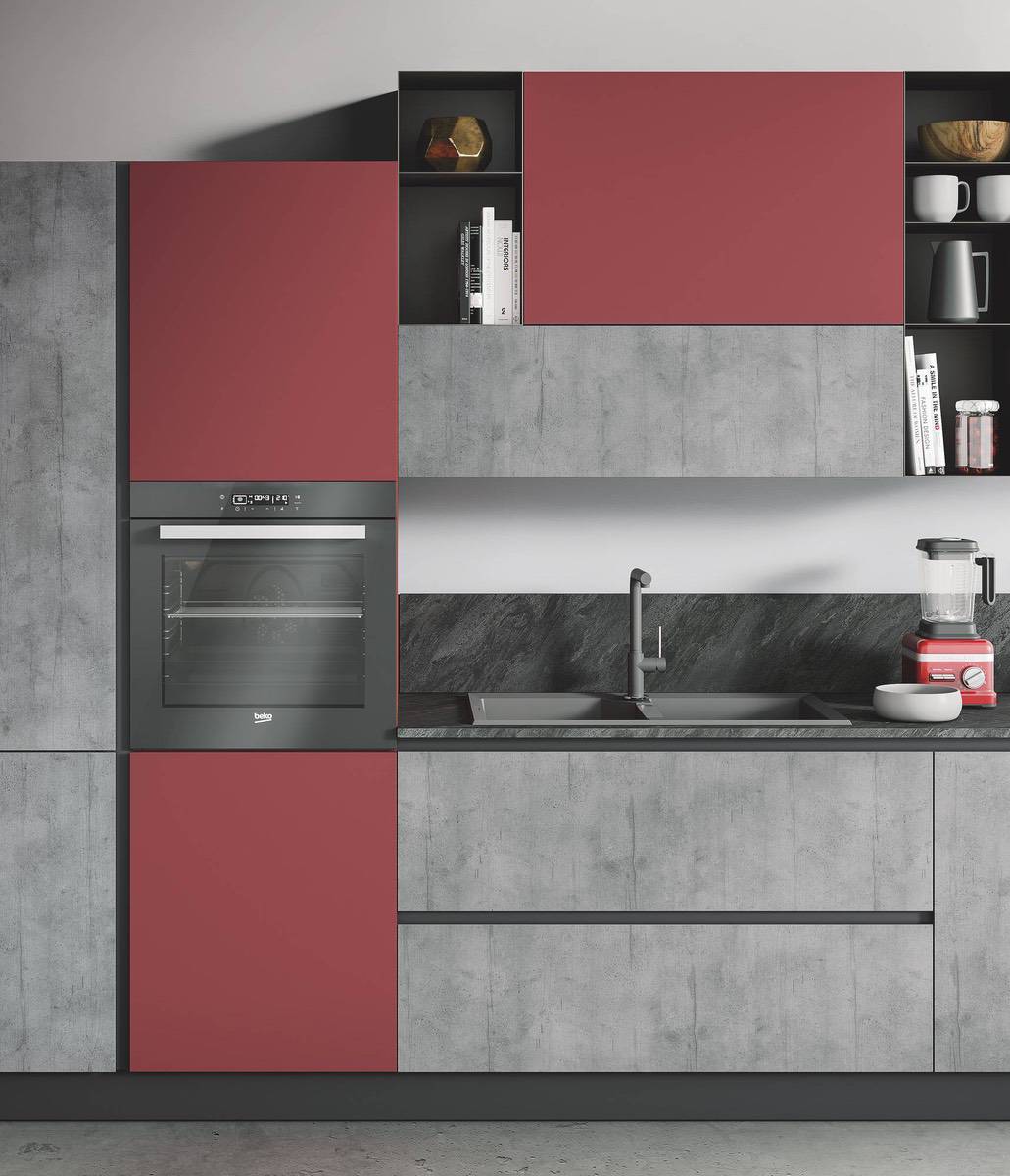 Cucina di design con texture innovative, colori glamour, layout funzionali