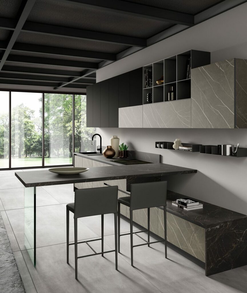 Illuminazione in bella vista, connessioni col living - Mobilturi
